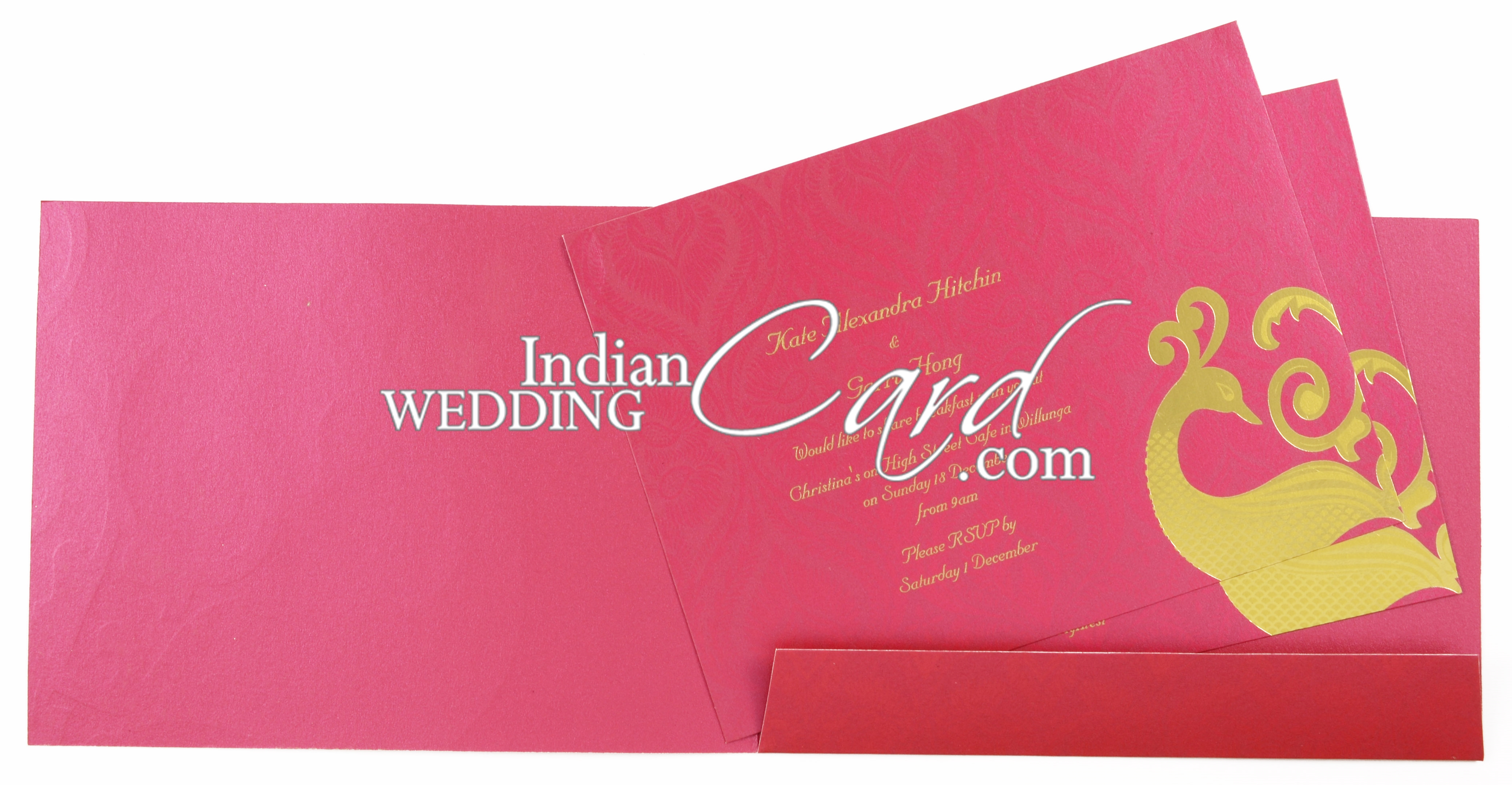 D-5406, Pink Color, Shimmery Finish Paper, Designer Multifaith Invitations.