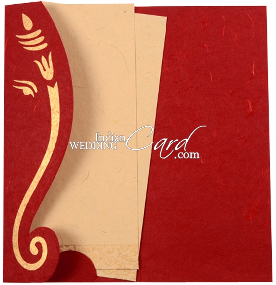 D-5713, Red Color, Handmade Paper, Hindu Cards.