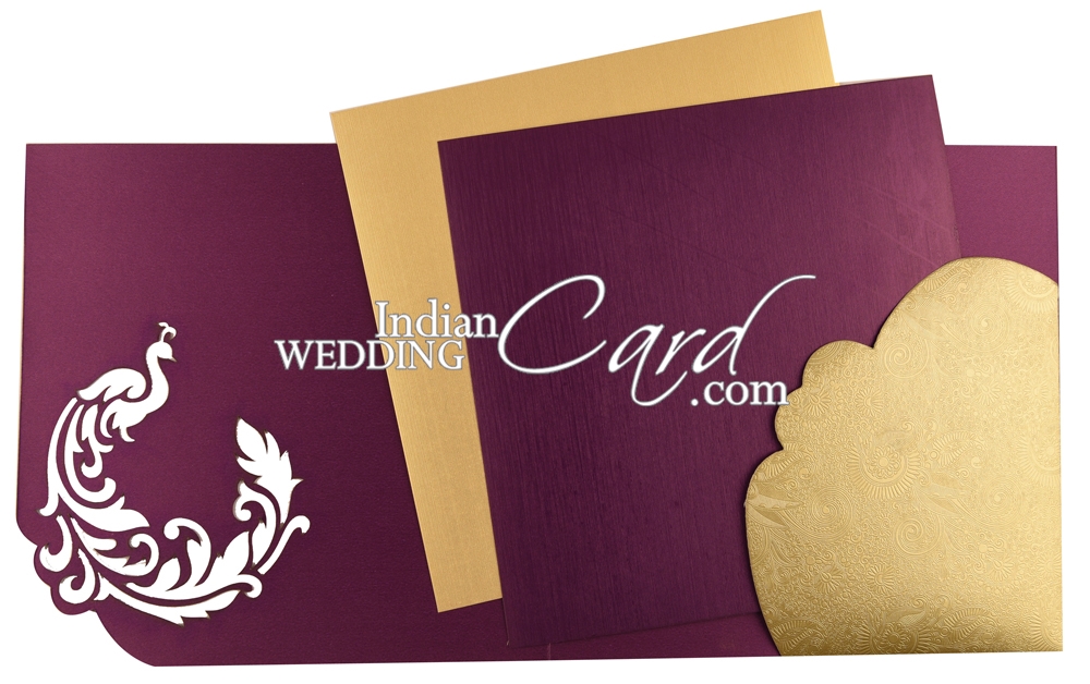 D-7088, Purple Color, Shimmery Finish Paper, Laser Cut Cards.