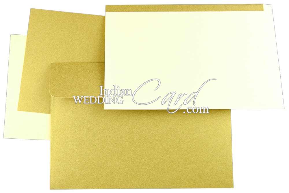 Gold Shimmer paper docket Style Sikh Wedding Card - D-8584