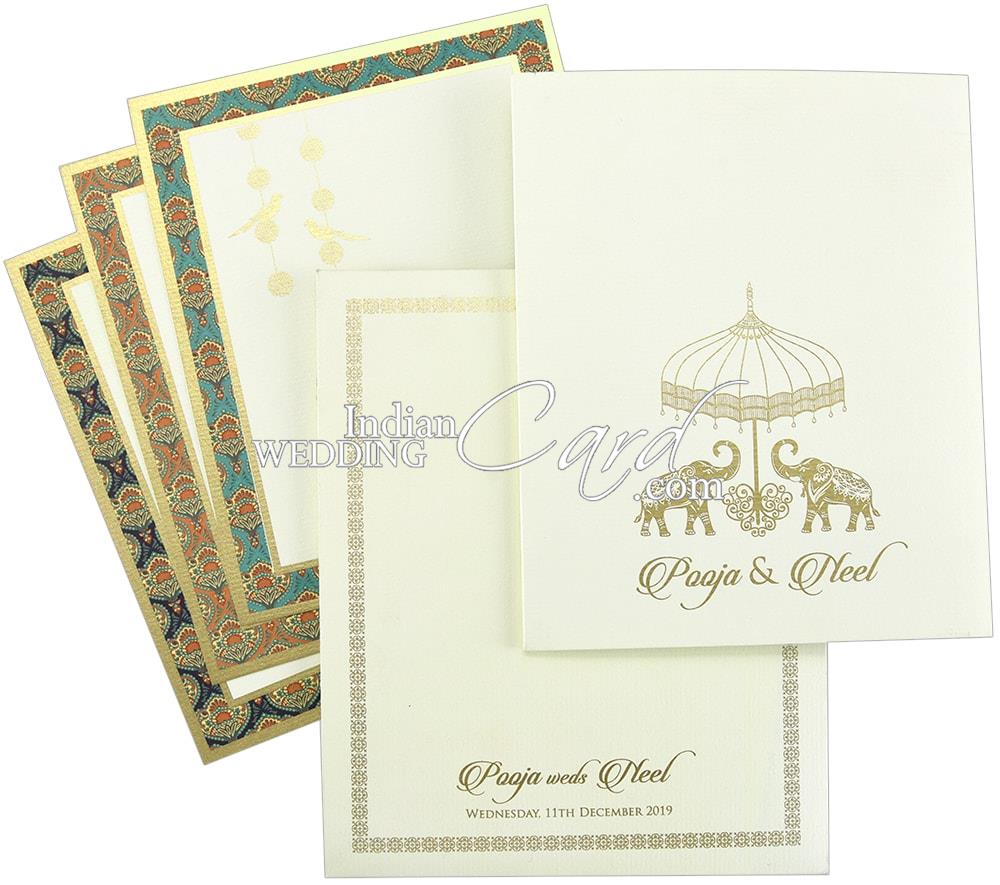 D-9807, Cream Color, Hindu Cards, Hindu Wedding Cards, Shaadi Cards ...