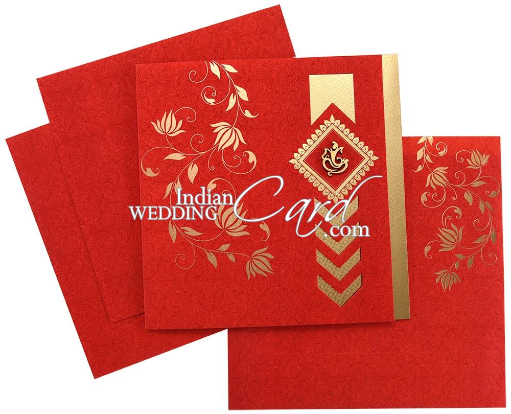 D-9809, Red Color, Hindu Cards, Marriage Cards, Marriage Invitations ...