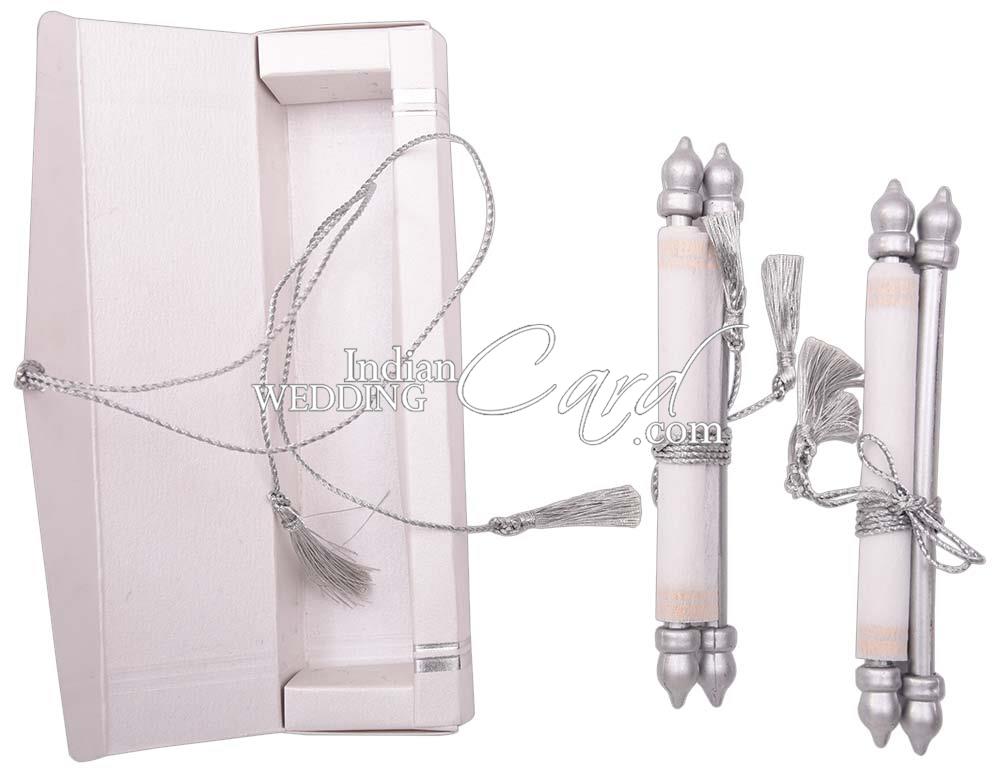 2 scrolls in one invitation - White color small box scroll invitation ...