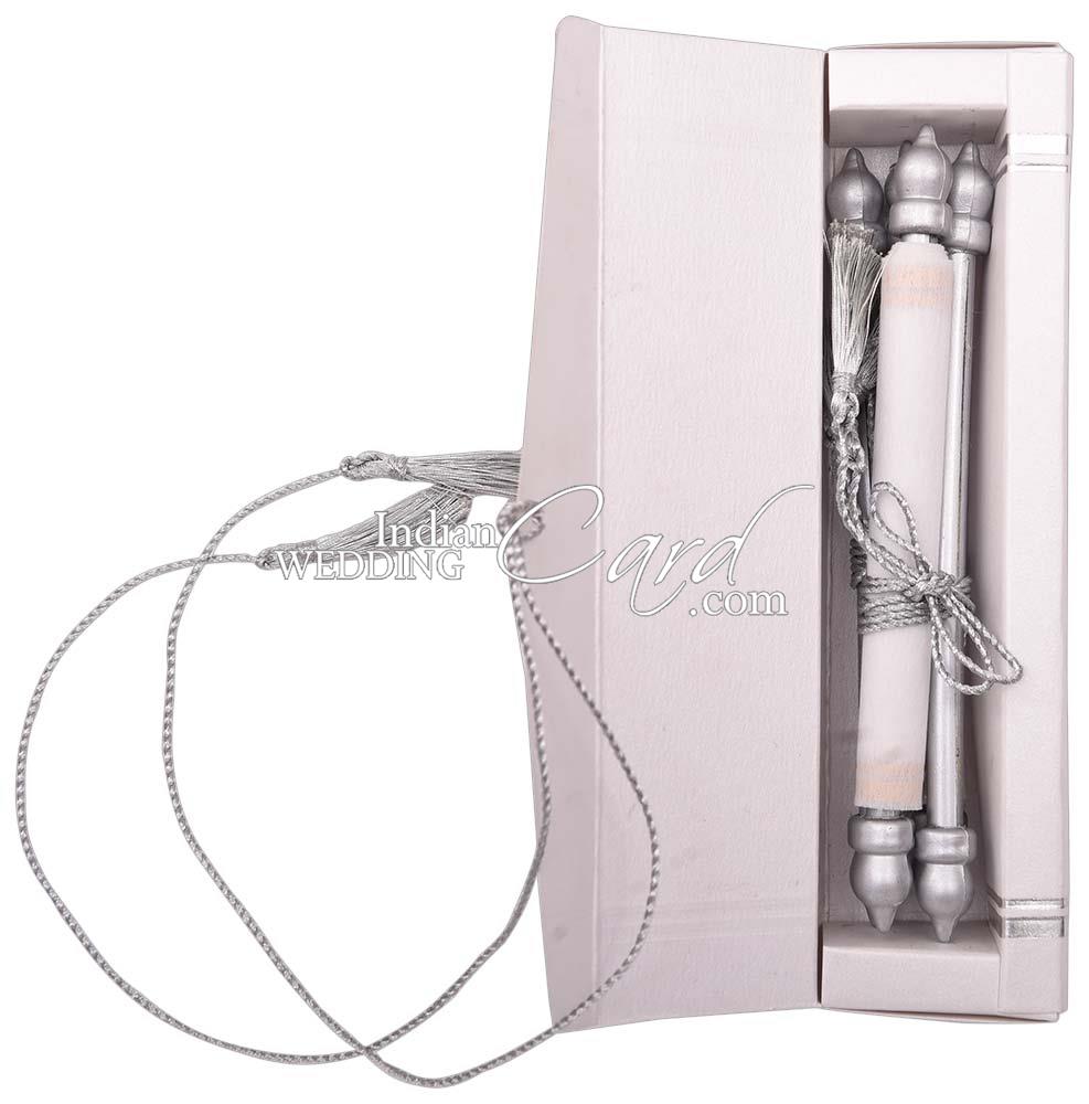 2 scrolls in one invitation - White color small box scroll invitation ...