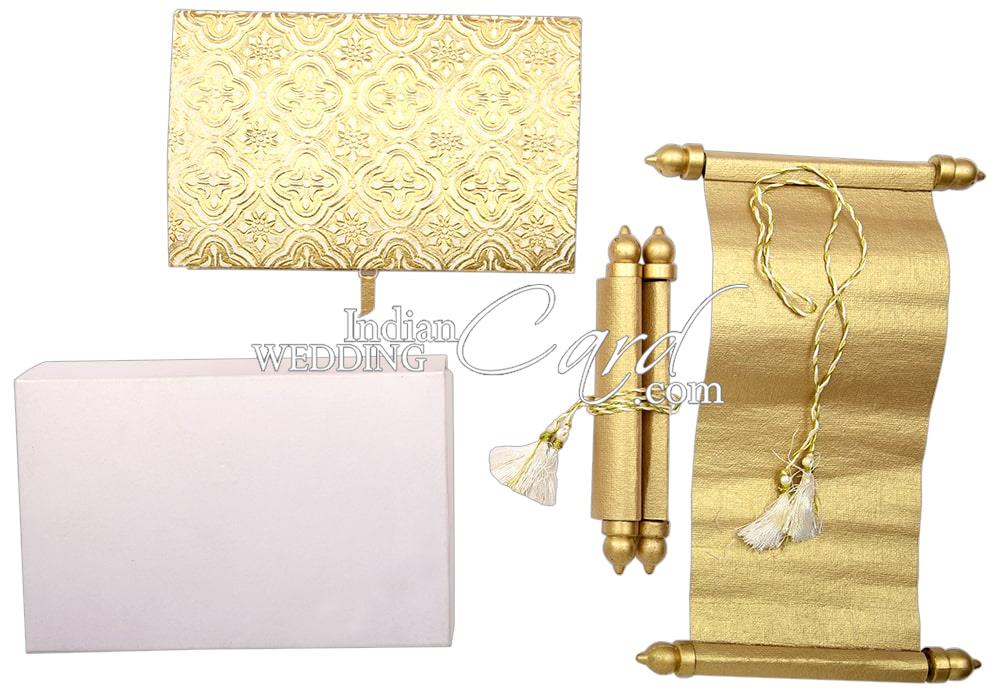 2 scrolls in one invitation - Gold color small dome-shaped hardbound ...