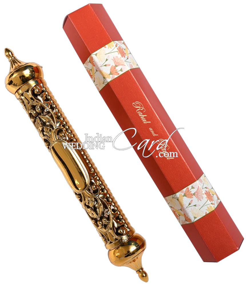 S1261, Red Color, Scroll Invitations, Jewish Invitations, Box Scrolls ...