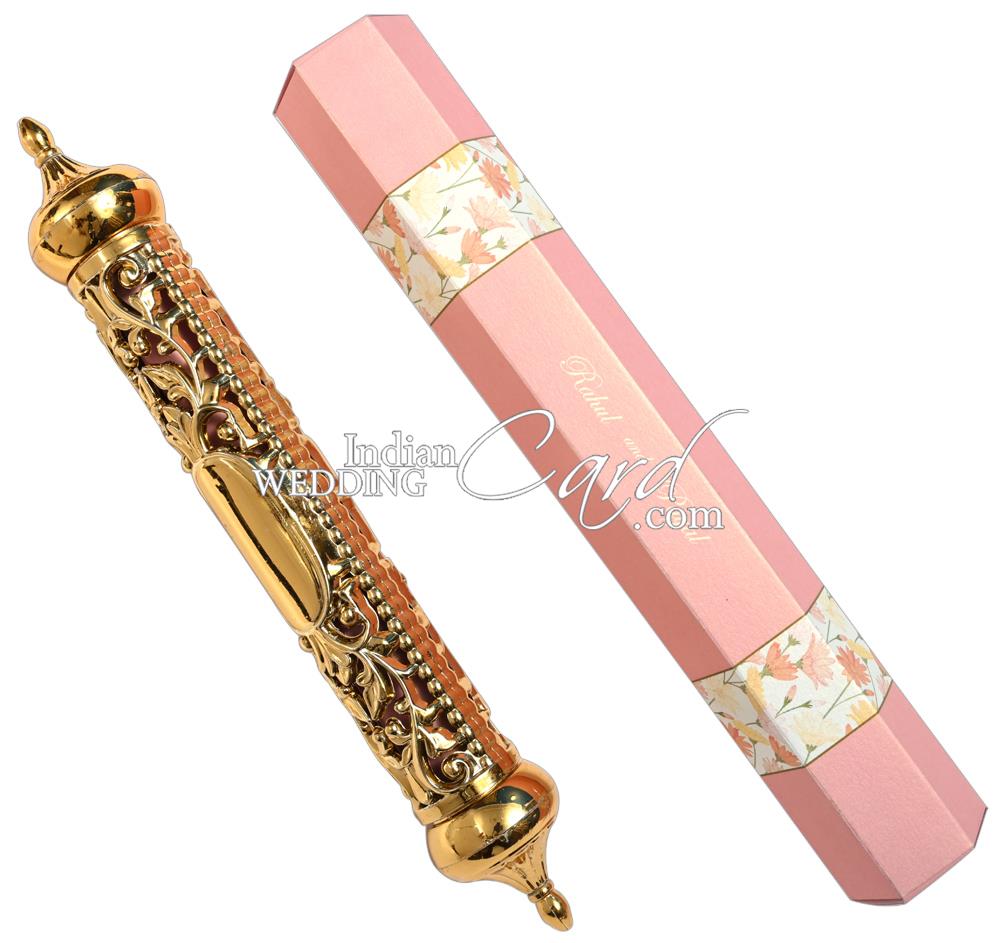 S1265, Pink Color, Scroll Invitations, Jewish Invitations, Box Scrolls ...