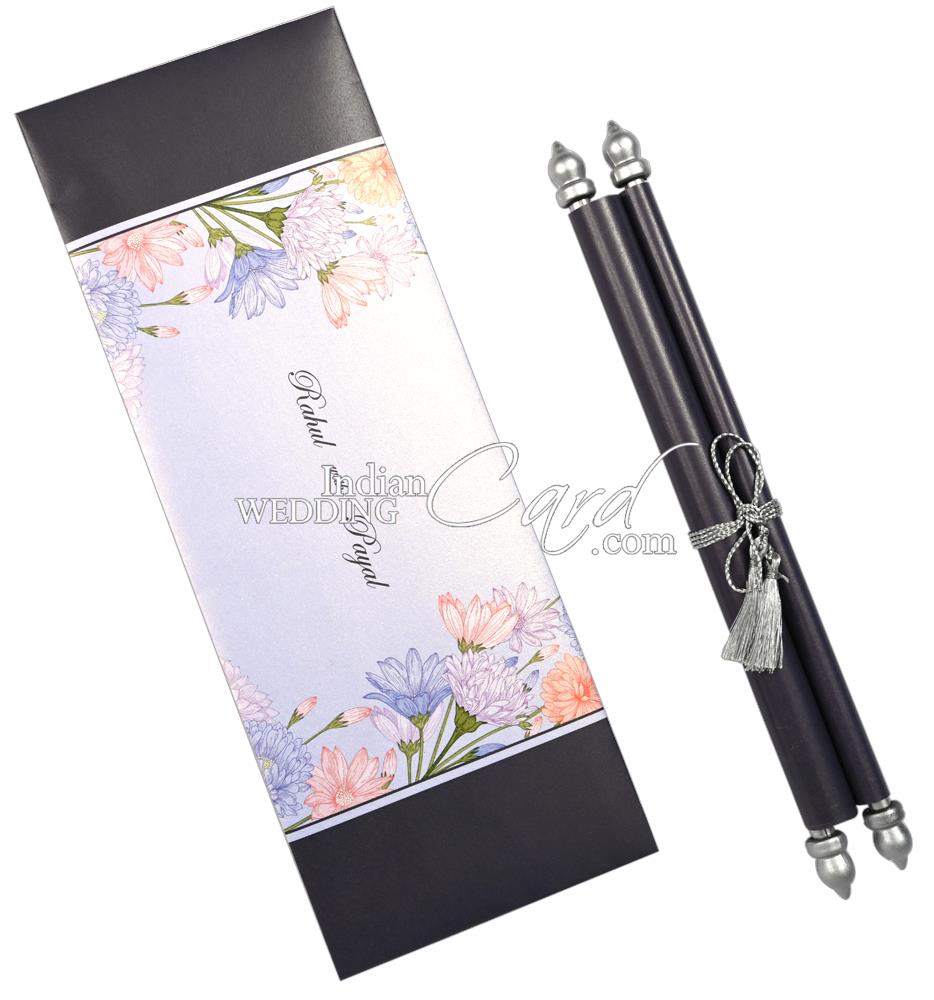 S1273, Grey Color, Scroll Invitations, Jewish Invitations, Only Scrolls.