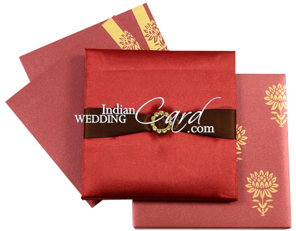 D-5993, Maroon Color, Shimmery Finish Paper, Small Size Cards, Ribbon ...