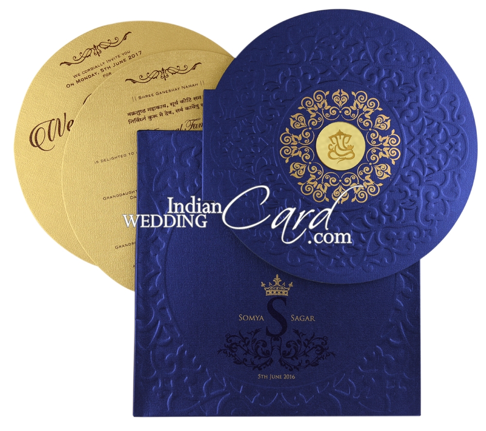 IWLV66, Blue Color, Shimmery Finish Paper, Odd Shape Cards.