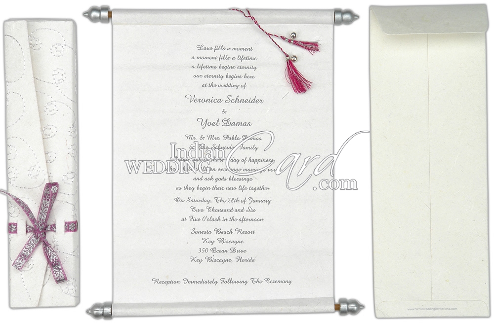 S205, White Color, Scroll Invitations, Jewish Invitations.