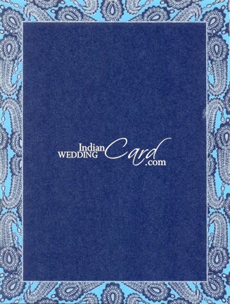 D-5266, Blue Color, Shimmery Finish Paper, Designer Multifaith Invitations.